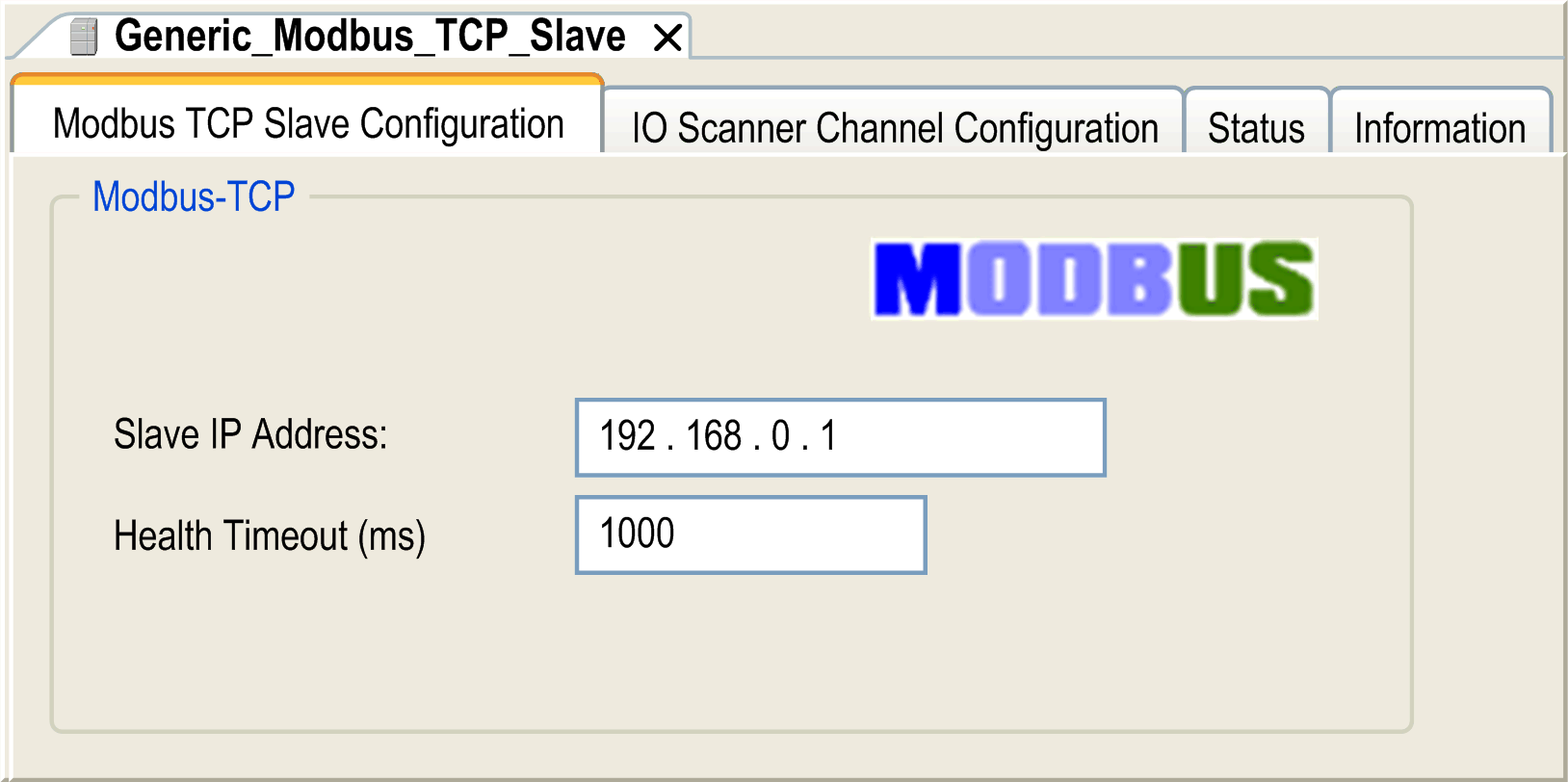 Configuring a Generic Device on the Modbus TCP IOScanner